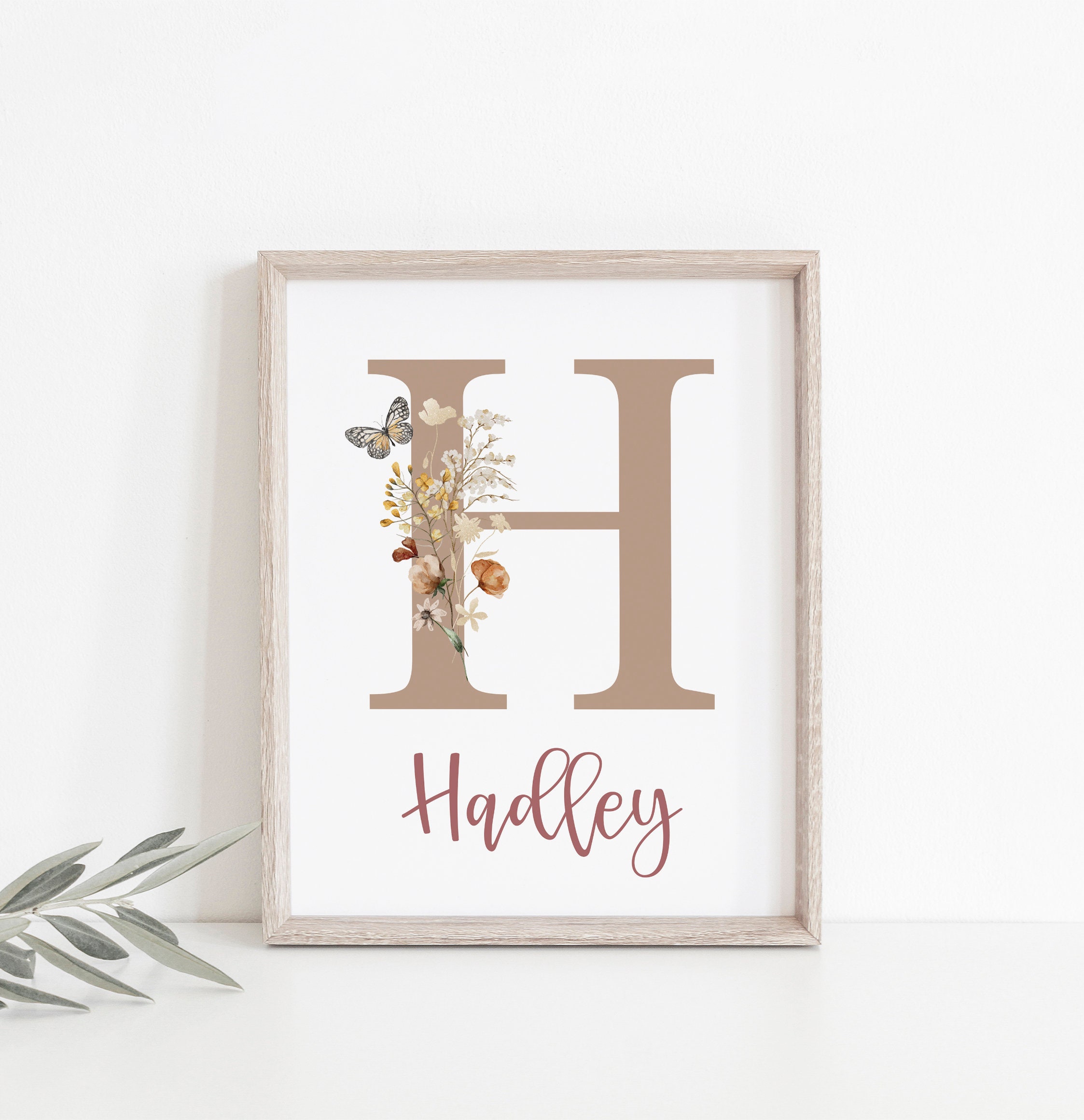 Personalized Baby Name Print, Monogram Letter, Floral Nursery Prints ...