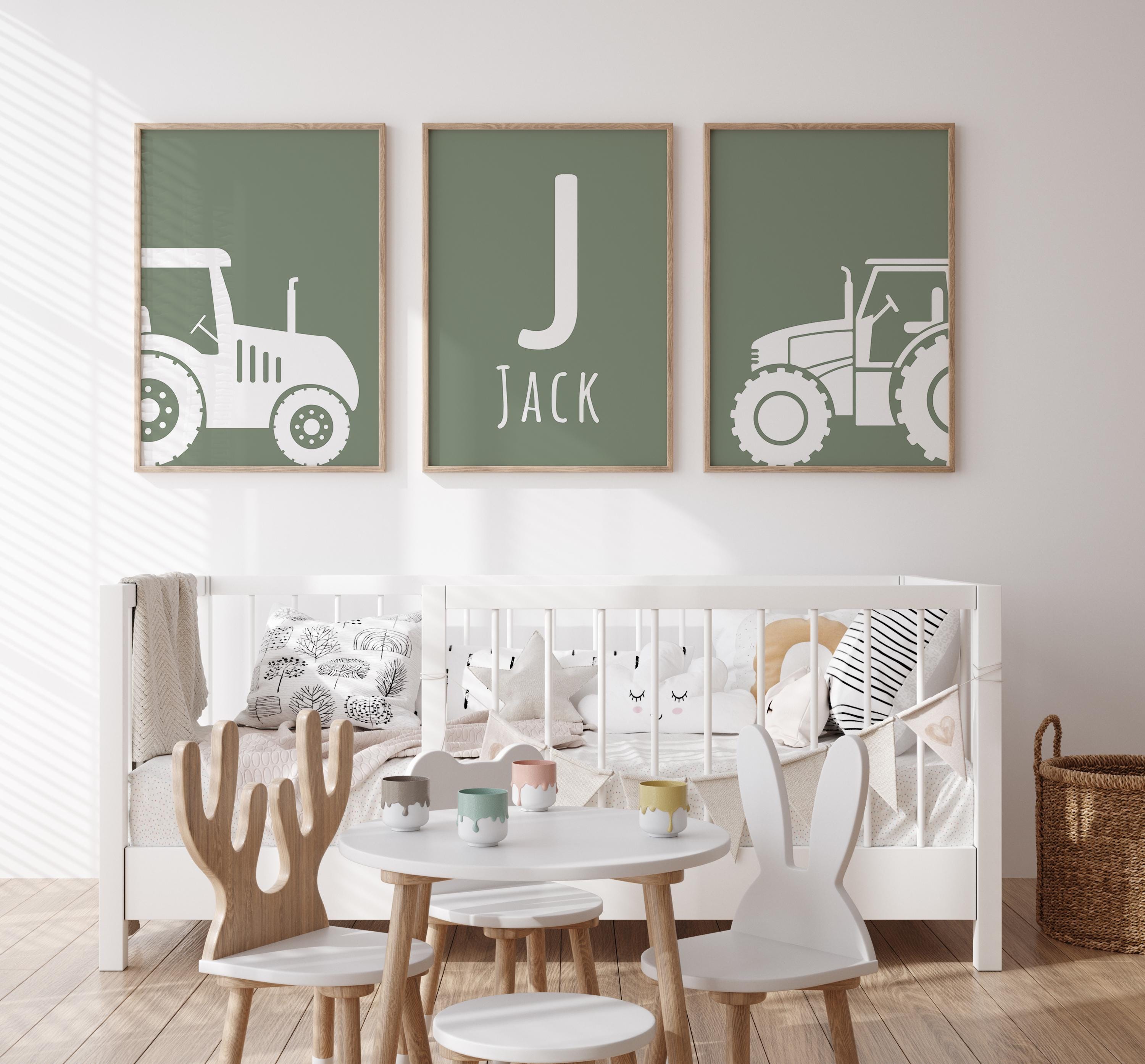Personalized Tractors Nursery Wall Art, Farm Nursery Prints, Kids ...