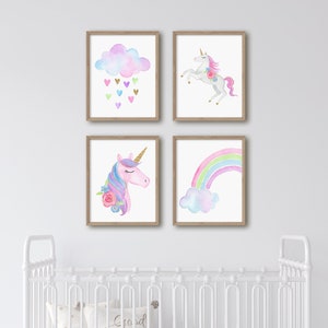 Unicorn Nursery Print, Rainbow Nursery Wall Art, Unicorn Wall Art ...