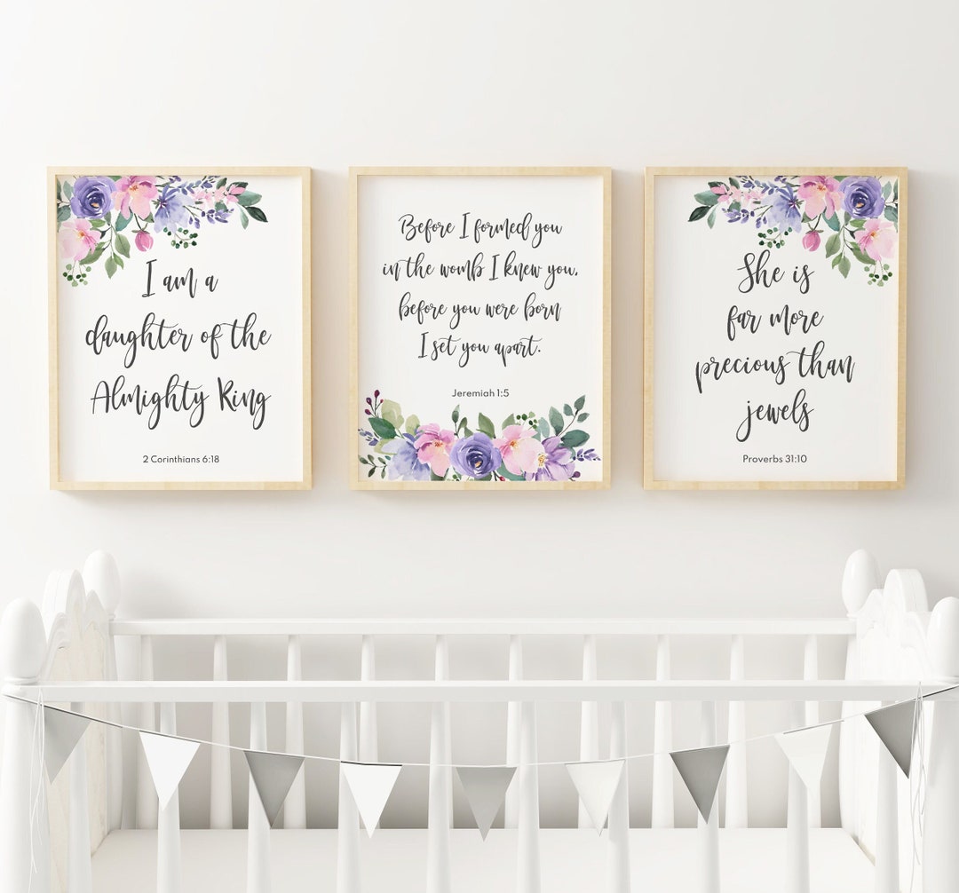 Baby Girl Nursery Bible Verses, Christian Nursery Bible Print, Lavender ...