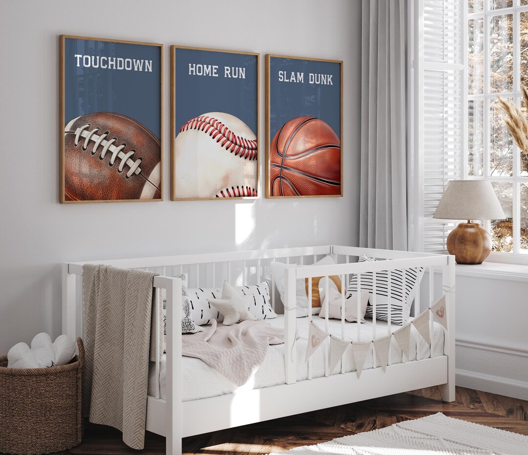 Sports Balls Gallery Wall Art, Football Baseball Basketball Decor ...
