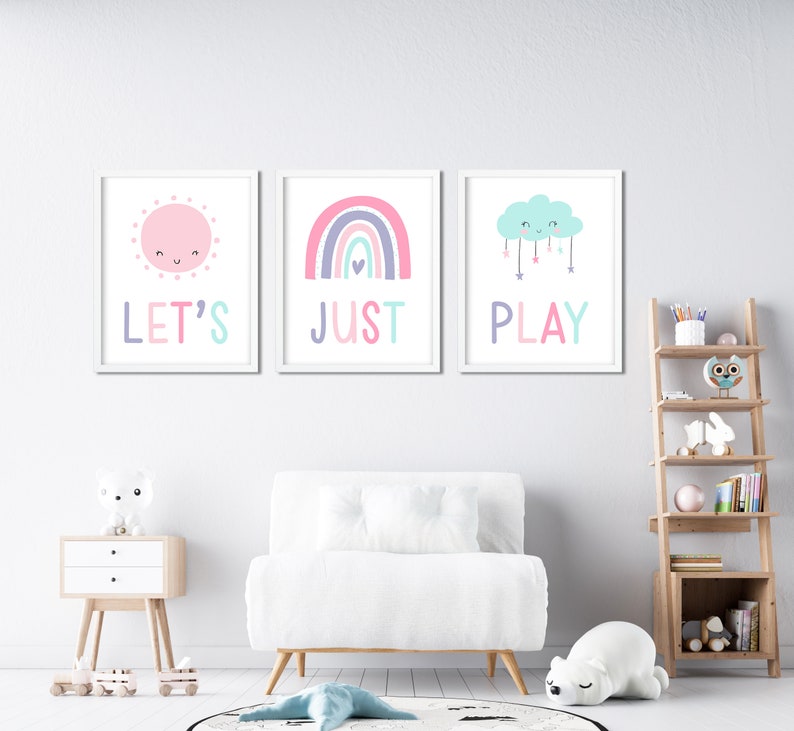 Let's Just Play Prints Girl Playroom Wall Art Rainbow - Etsy