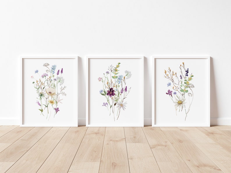 Wildflower Prints Prairie Field Flowers Watercolor Flowers - Etsy