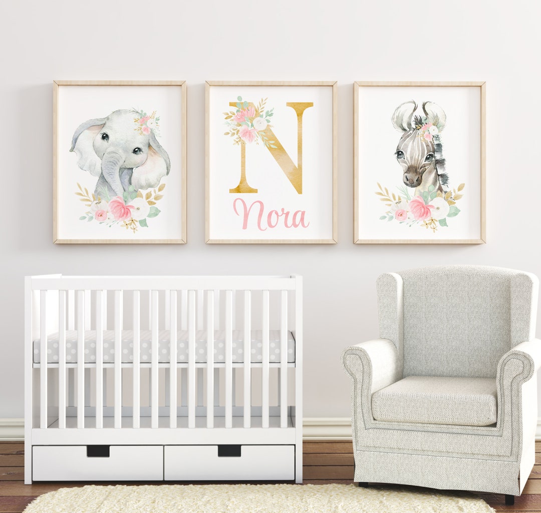 Personalized Baby Name Print, Safari Nursery Prints, Baby Girl Nursery ...