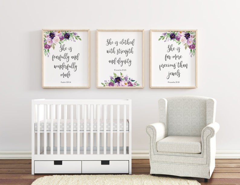 Baby Girl Nursery Bible Verses Christian Nursery Bible Print | Etsy