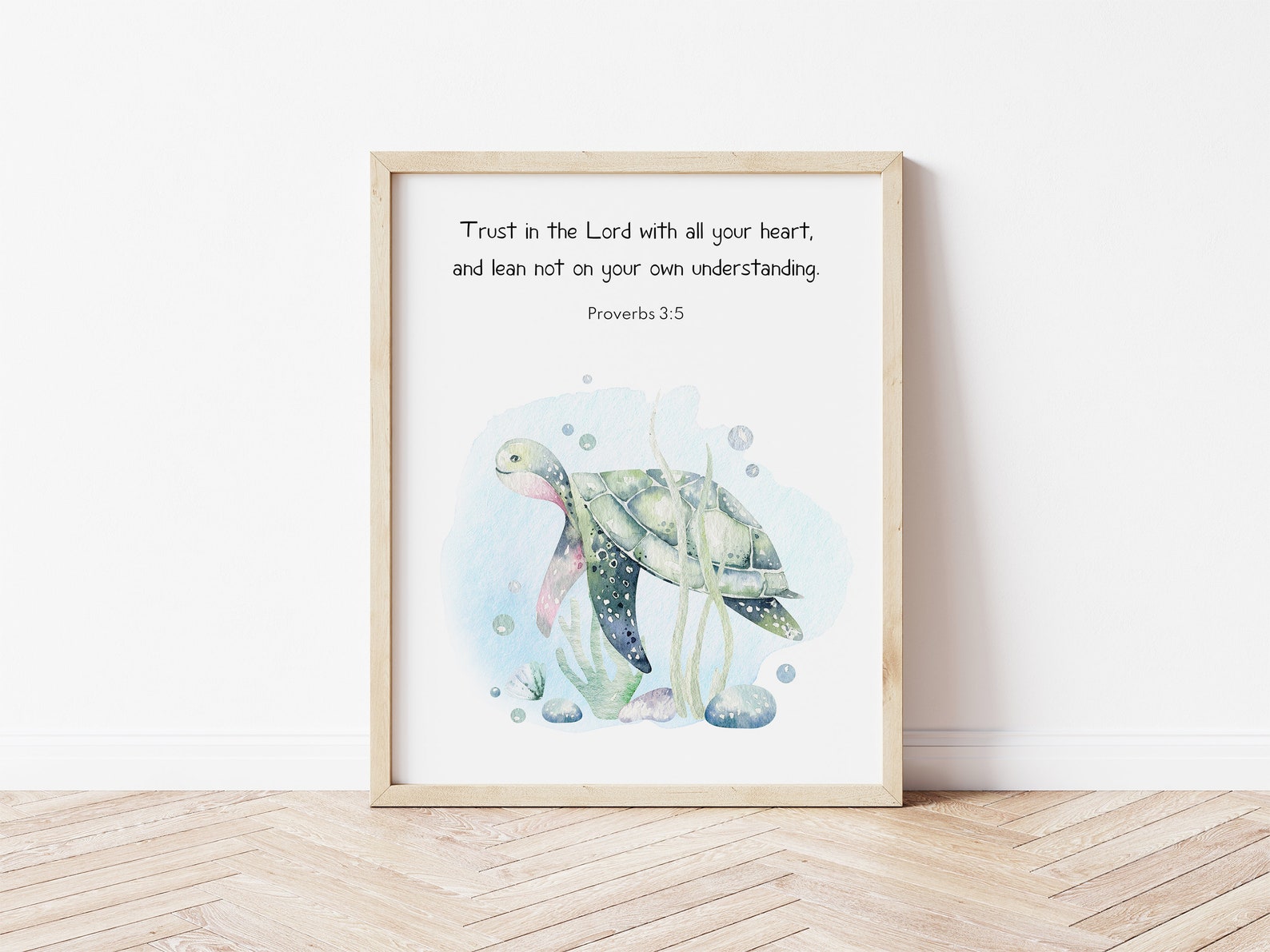Set of 4 Kid's Bible Verse Prints, Under the Sea Prints, Christian Wall ...