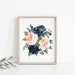 Blush Navy Floral Printable Nursery Prints, Pink Blue Girls Nursery ...