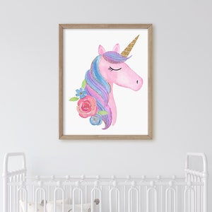 Rainbow Unicorn Prints, Rainbow Nursery Wall Art, Unicorn Wall Decor ...