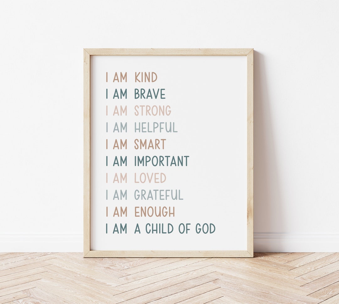 I Am a Child of God Nursery Print, Positive Affirmations for Kids, Kids ...