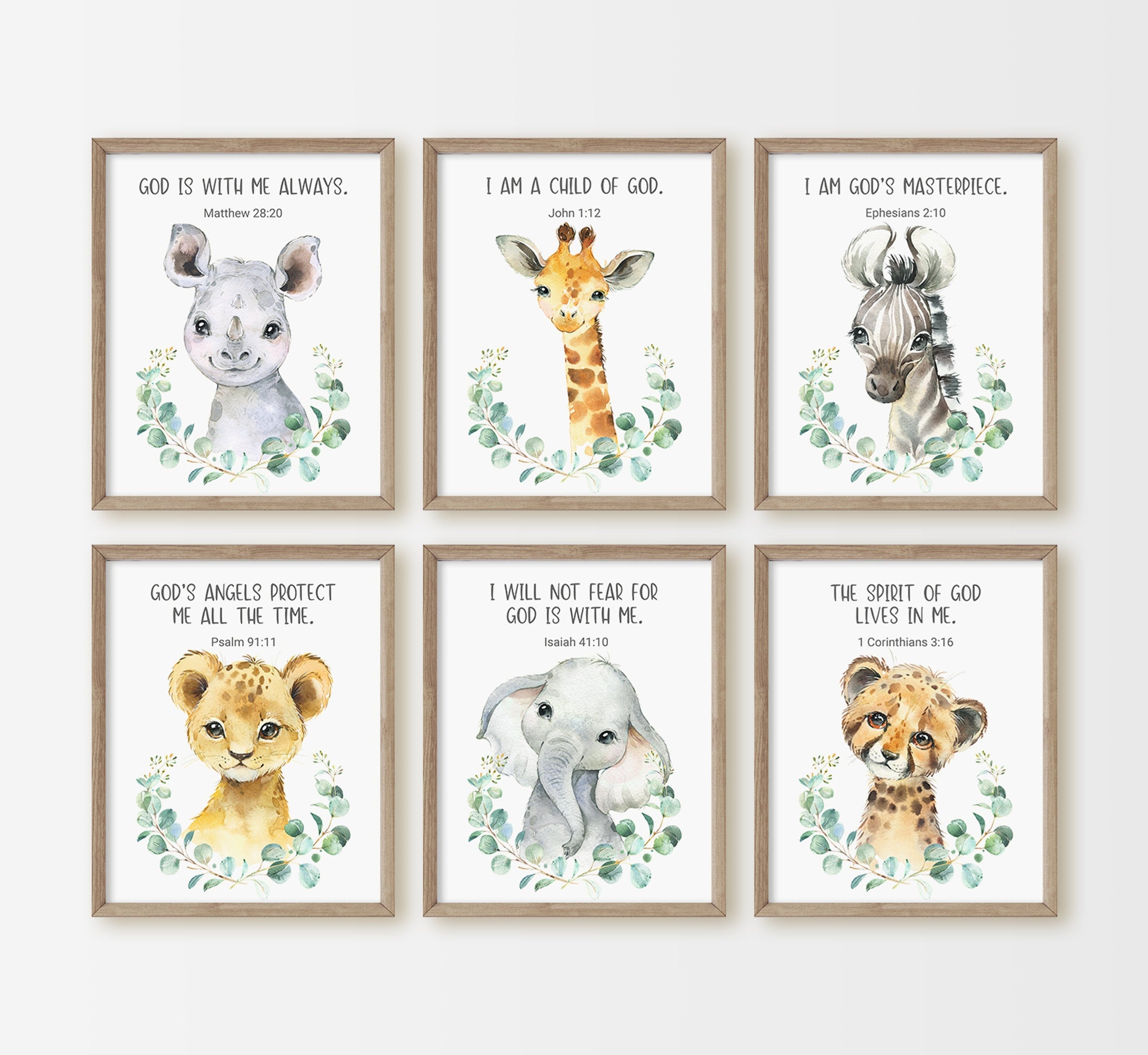 Kid's Bible Verse Prints Safari Animal Prints Christian - Etsy