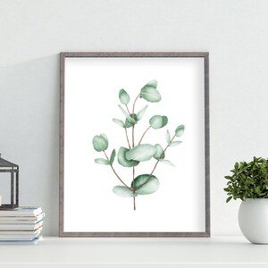 Cotton Prints, Watercolor Eucalyptus Wall Art, Rustic Farmhouse Decor ...