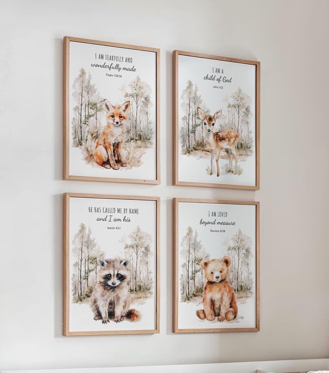 Woodland Bible Verse Wall Art, Christian Nursery Bible Print, Forest ...
