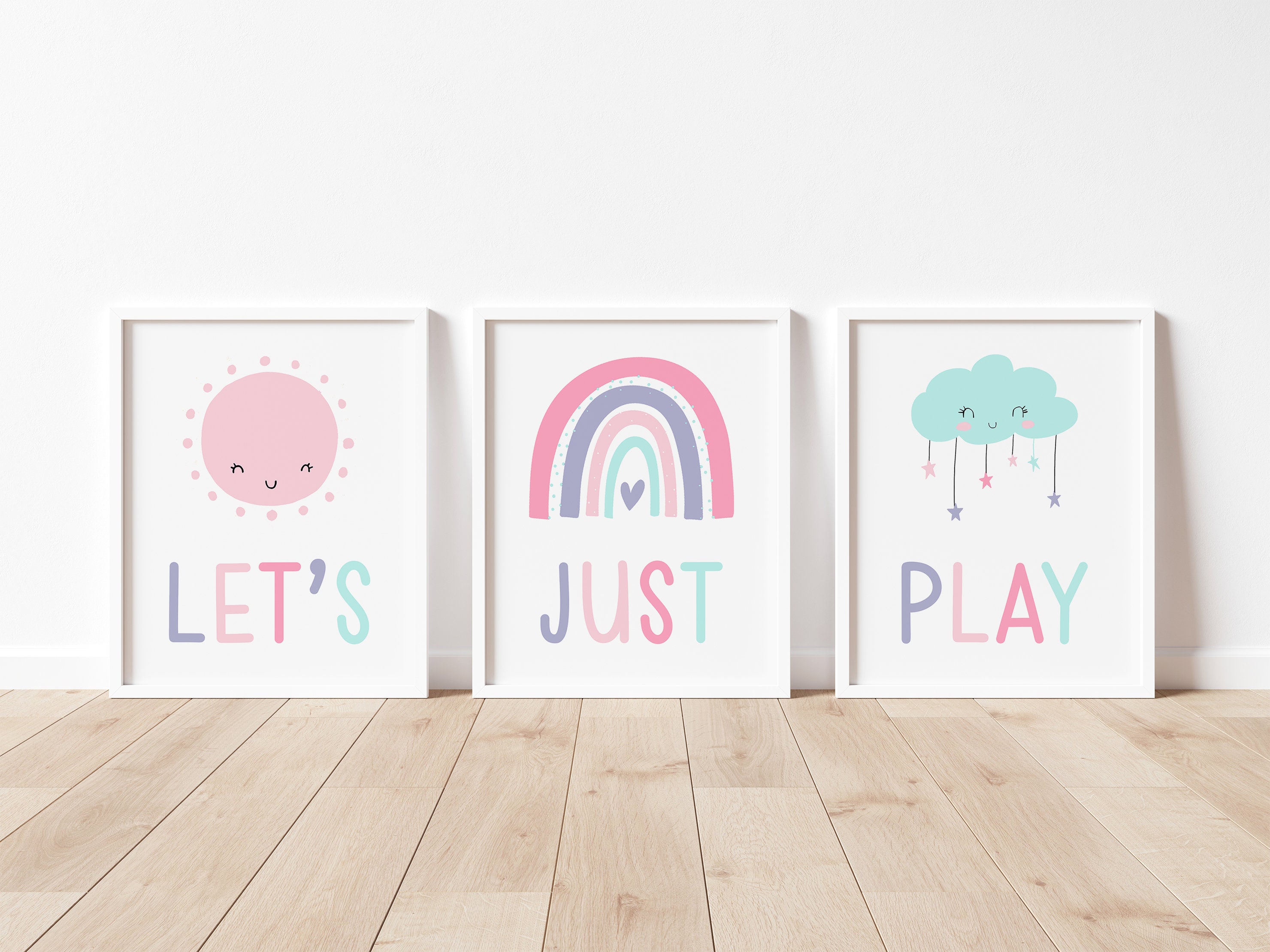 Let's Just Play Prints Girl Playroom Wall Art Rainbow | Etsy