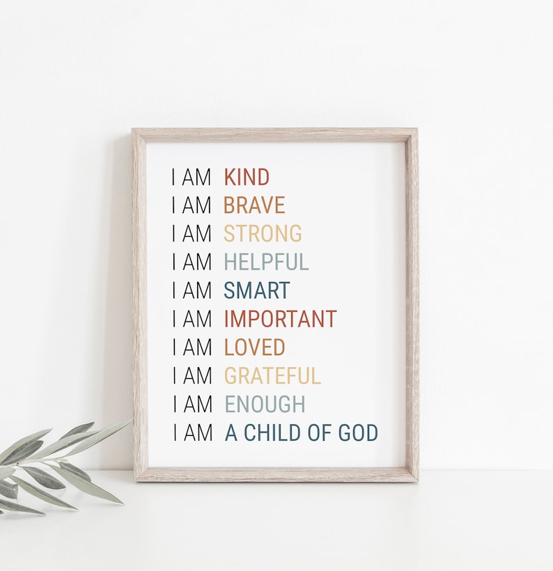 I Am a Child of God Nursery Print, Positive Affirmations for Kids, Kids ...