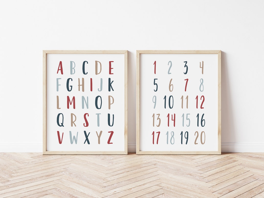 Set of 2 Alphabet Print, Numbers Printable, Homeschool Printables ...