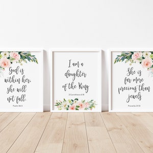 Baby Girl Nursery Bible Verses, Christian Baby Gift, Nursery Floral ...