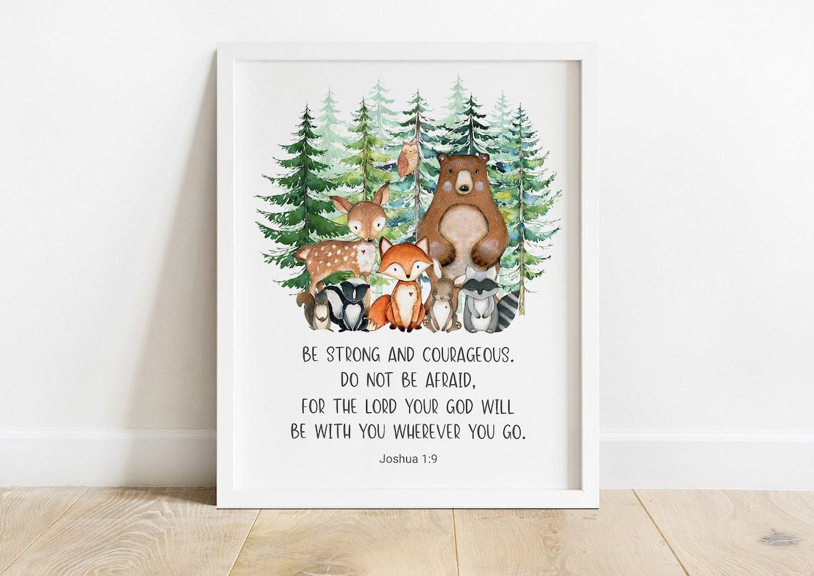 Nursery Bible Verse Print Woodland Nursery Prints Christian - Etsy