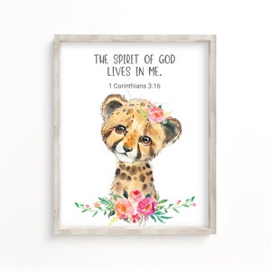 Kid's Bible Verse Prints, Safari Animal Prints, Christian Wall Decor ...