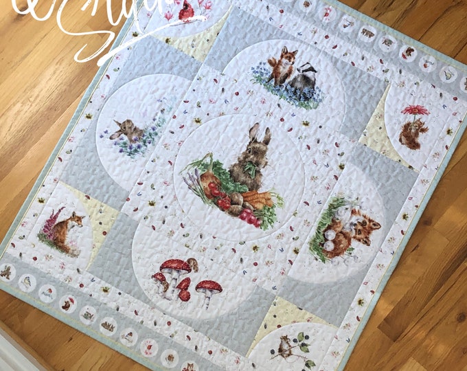Woodland Animals Baby Panel Quilt for Sale, Ready to Ship, Handmade ...