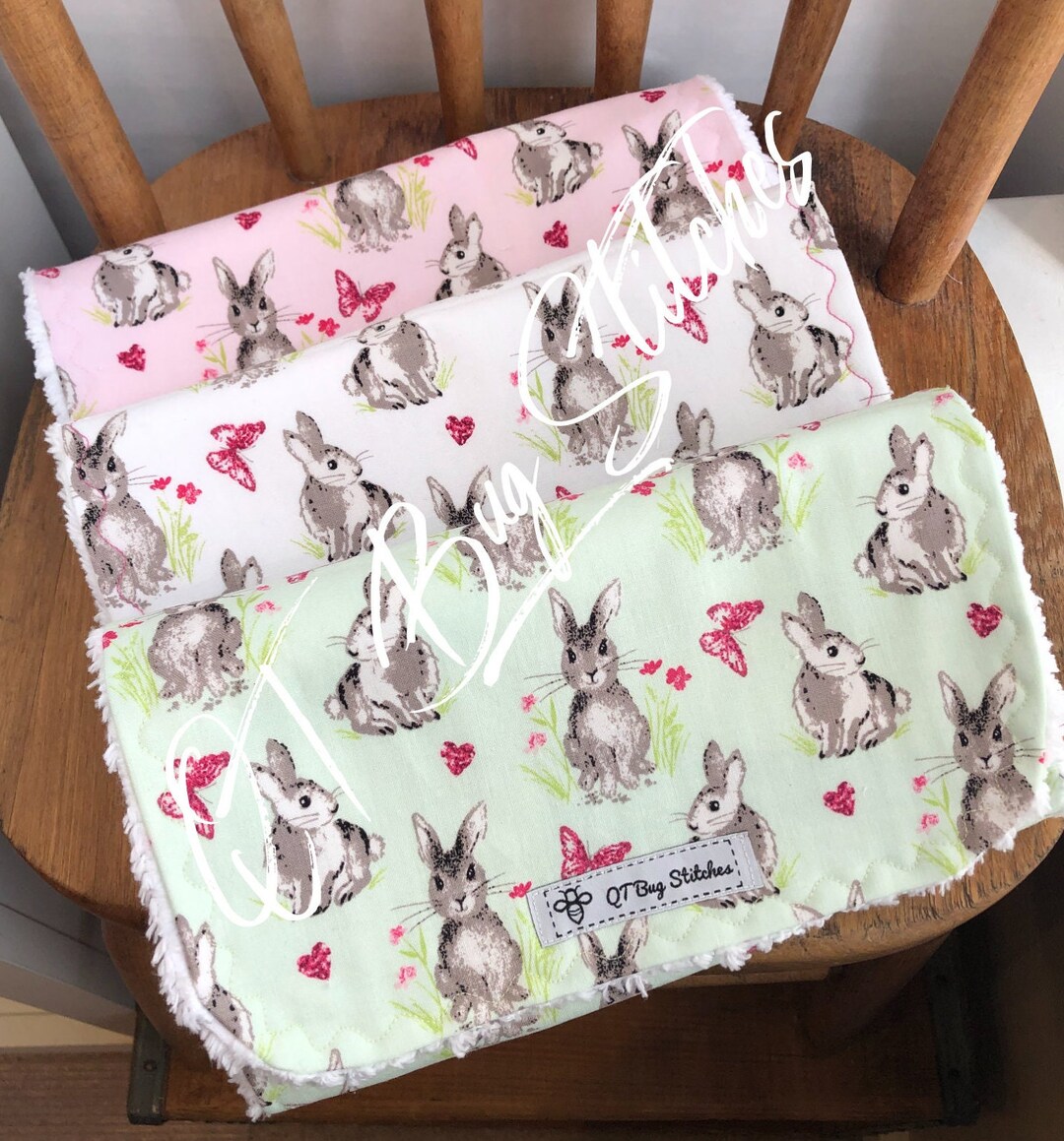 Bunny Burp Cloth : Pastel Triple Layer Absorbent Cotton Chenille ...
