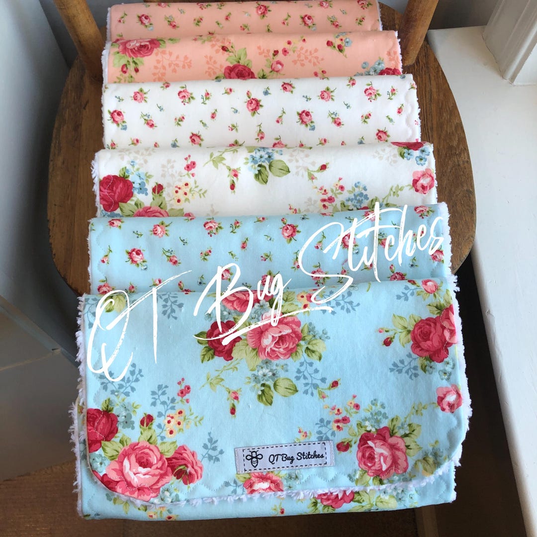 Floral Chenille Burp Cloth: Shabby Chic Ellie Cotton, Triple Layer - Etsy