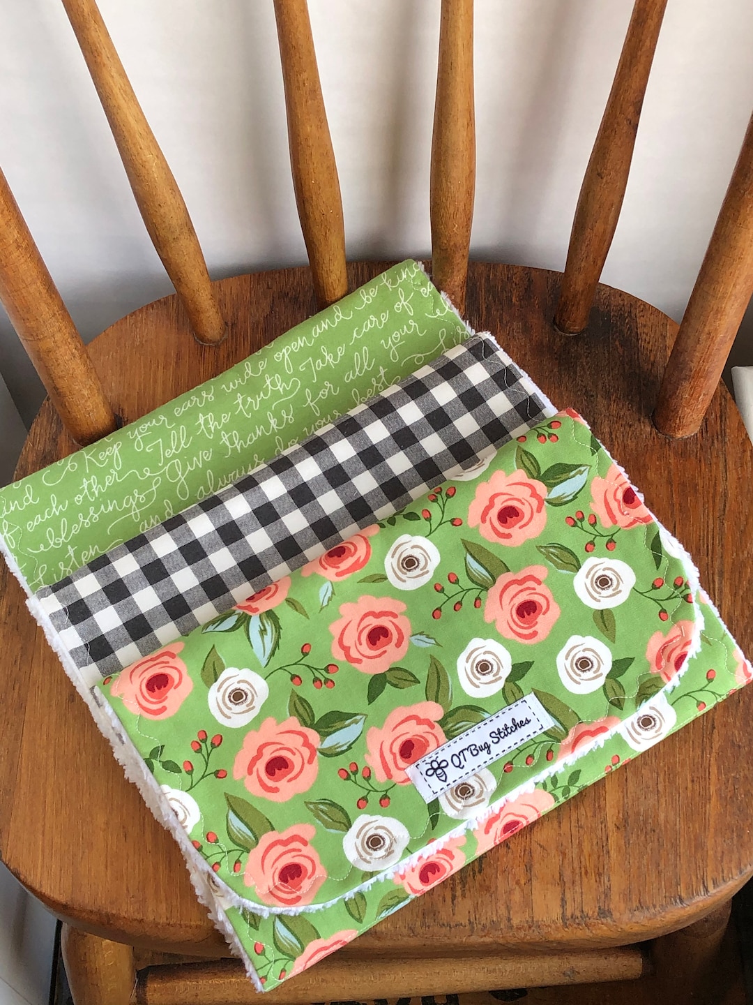 Floral Chenille Baby Burp Cloth Set: Cotton Absorbent Farm Girl Triple ...