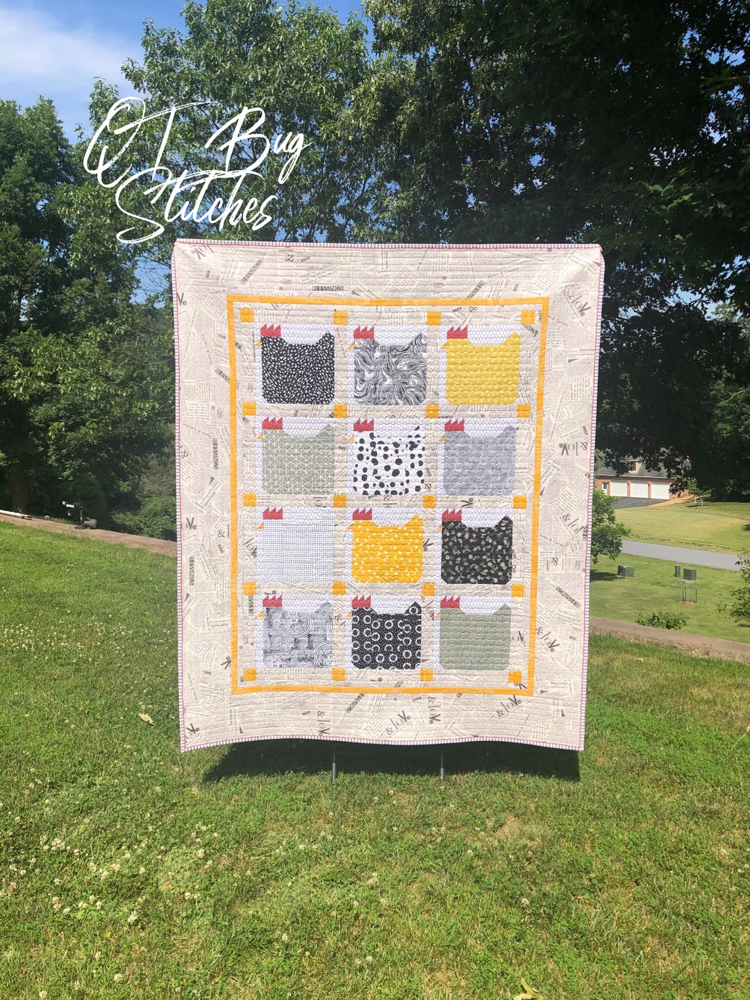 Chicken Quilt, Hen & Chicks Patchwork, Quilt for Sale, Ready to Ship ...