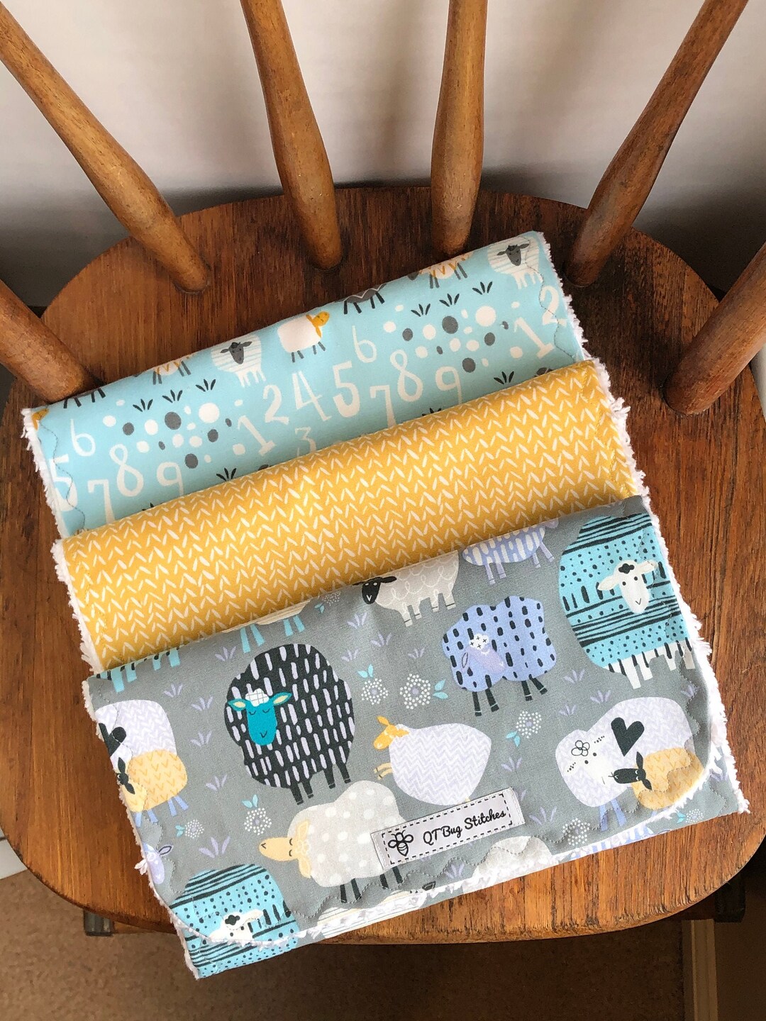 Lamb Burp Cloth Set: Triple Layer Cotton Chenille, Absorbent Animal ...