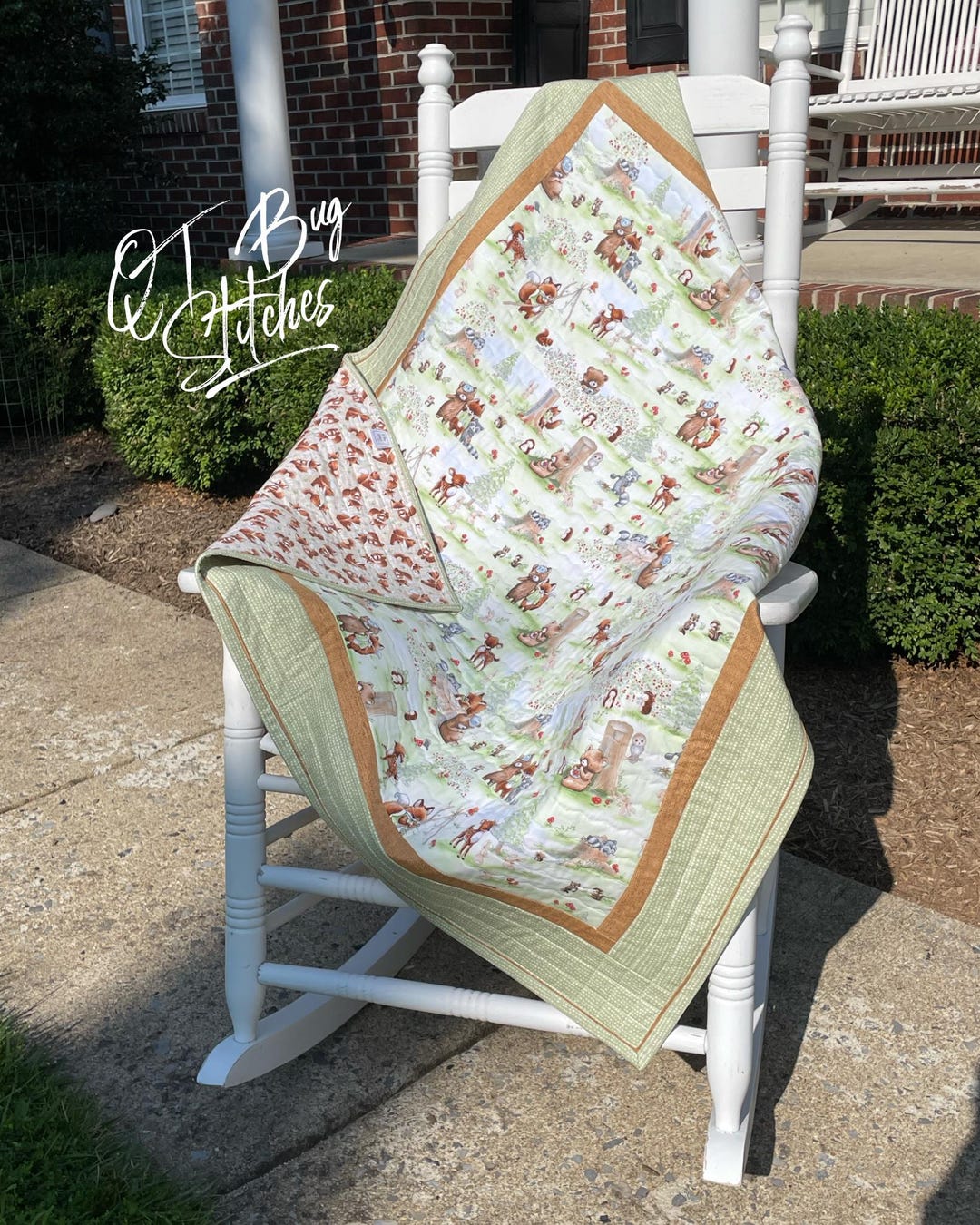 Camp Cricket Forest Friends Quilt: Handmade Animal Nursery Decor,43 X ...