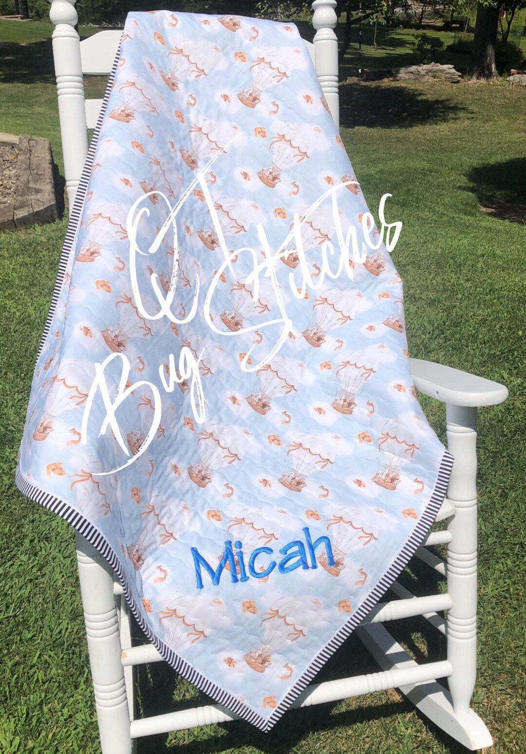 Woodland Animal Baby Quilt, MADE TO ORDER, Personalize With Name,forest ...