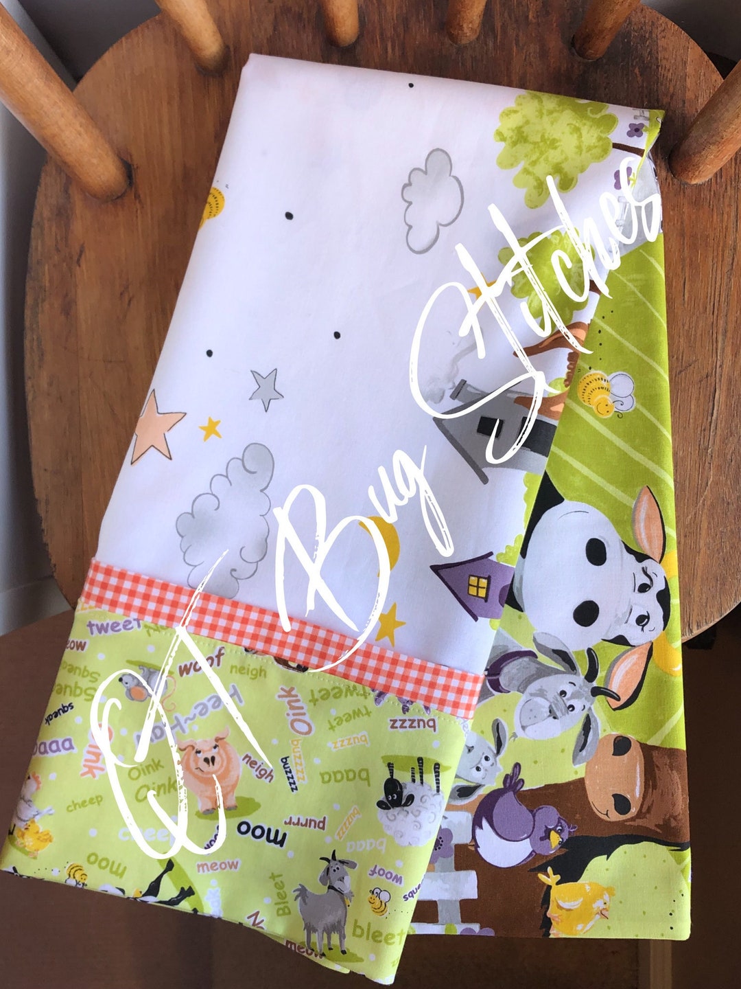 Barnyard Animals Double Border Child Pillow Case ,ready to Ship ...