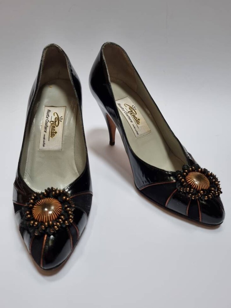 Renata Haute Couture, 80s Vintage Black Patent Leather High Heels - Etsy