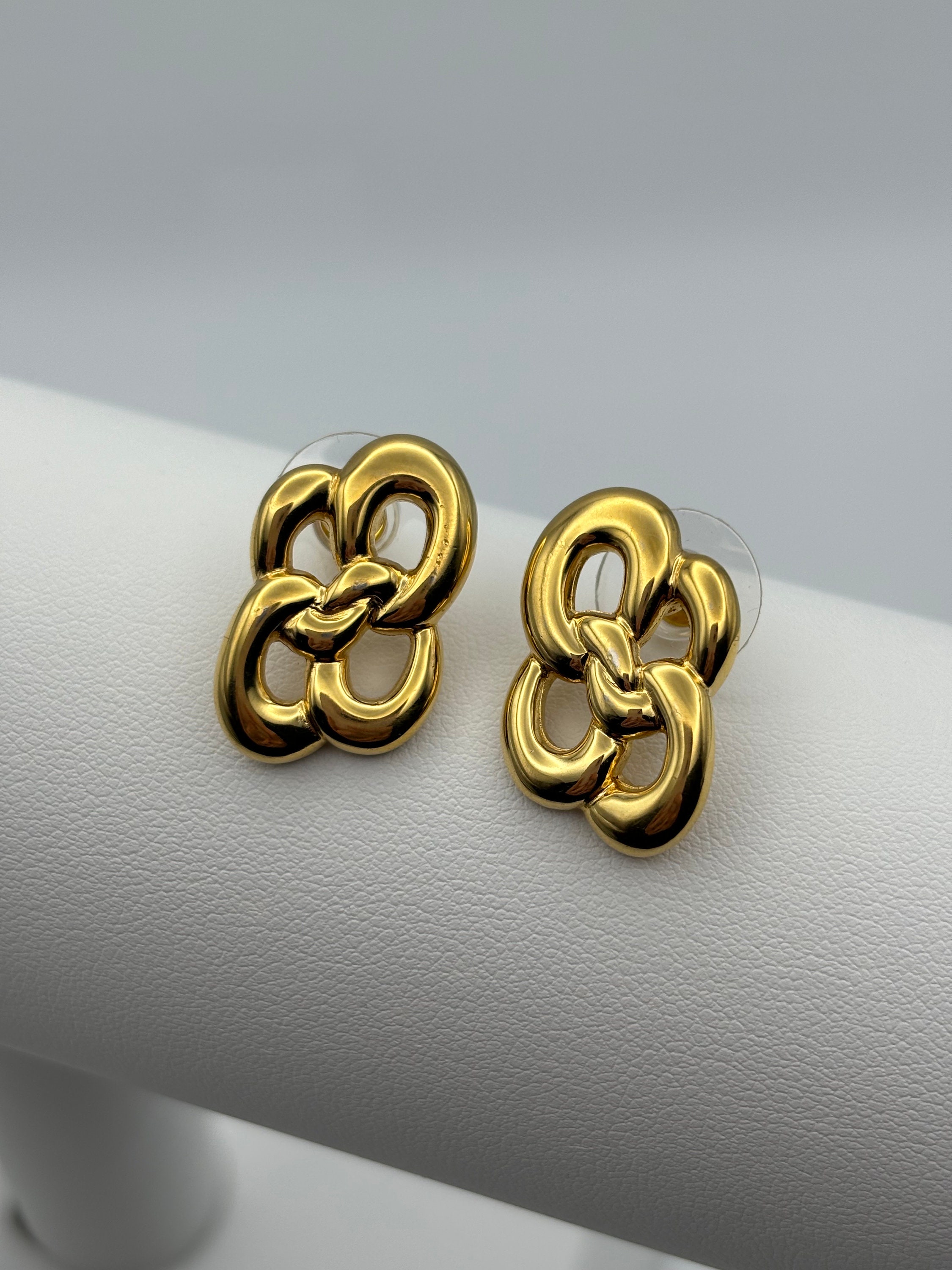 Monet, 80s Vintage Gold Plated Pierced Infinity Earrings - Etsy