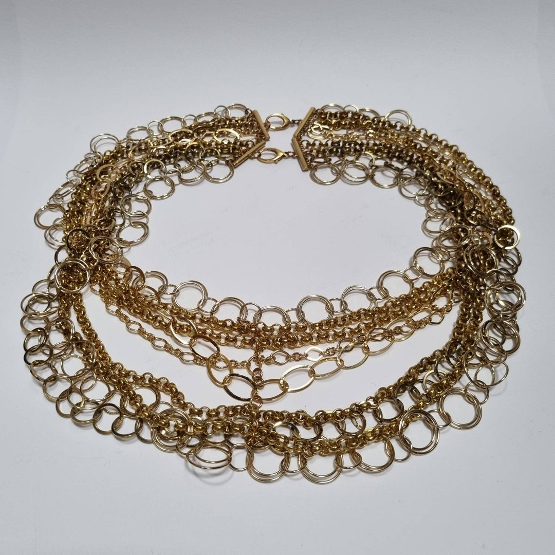 80s Vintage Heavy Gold Metal Double Link Belt, Size 12 - Etsy