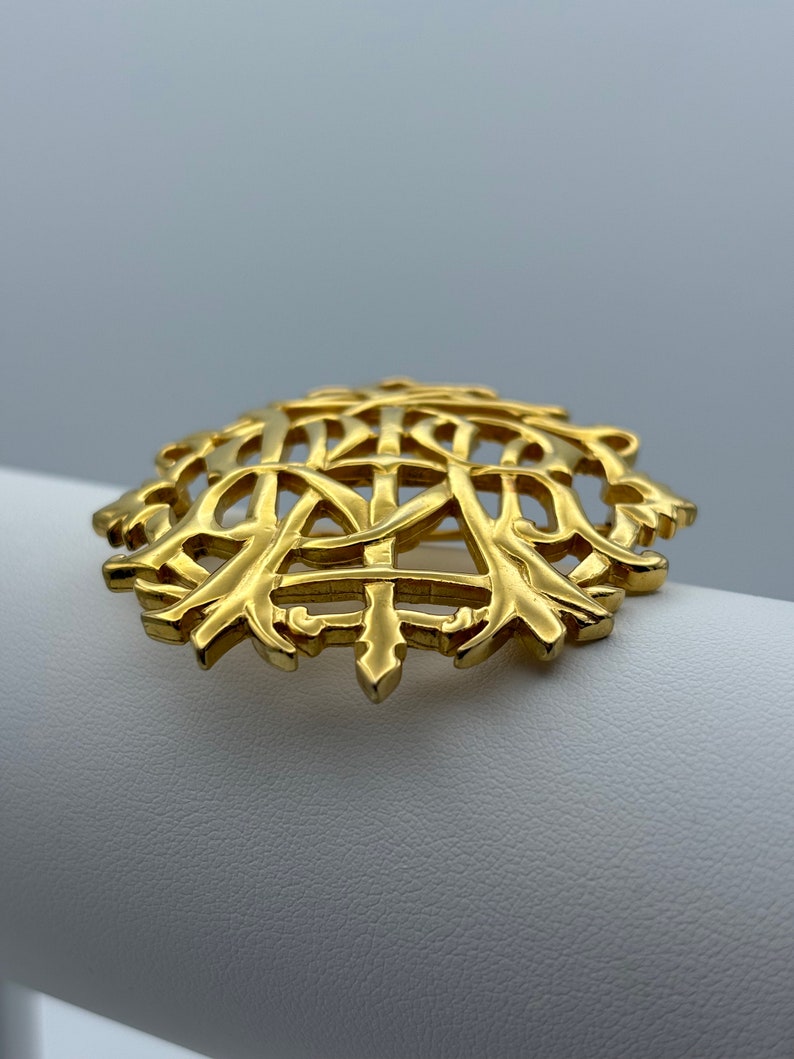 Carolee, 80s Vintage Gold Plated Logo Brooch - Etsy