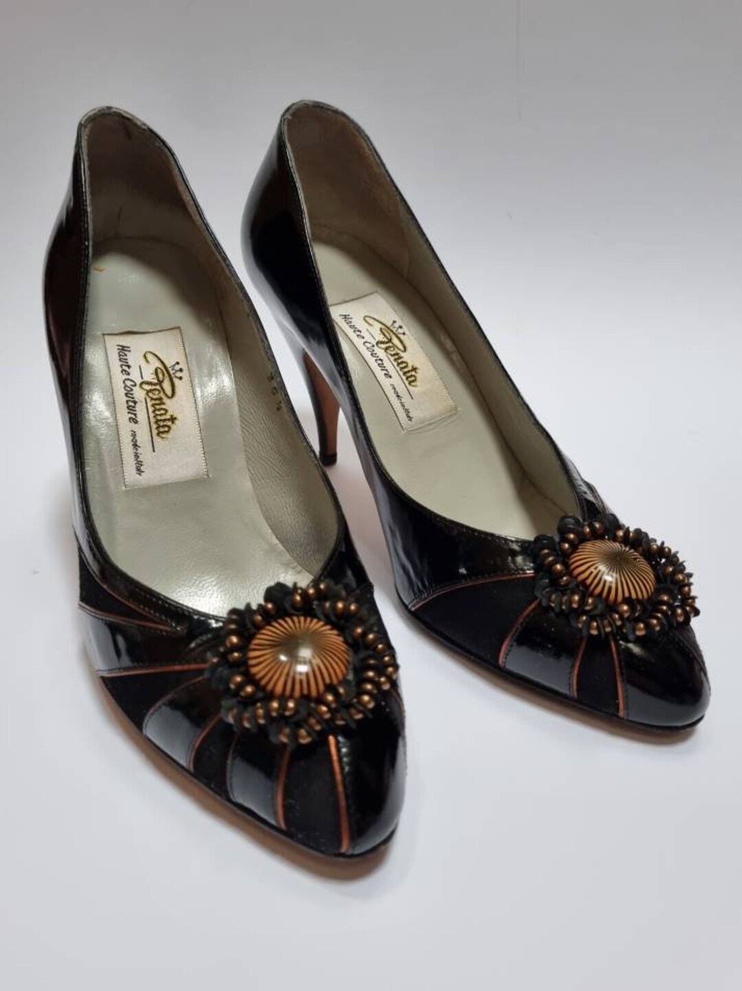 Renata Haute Couture, 80s Vintage Black Patent Leather High Heels - Etsy