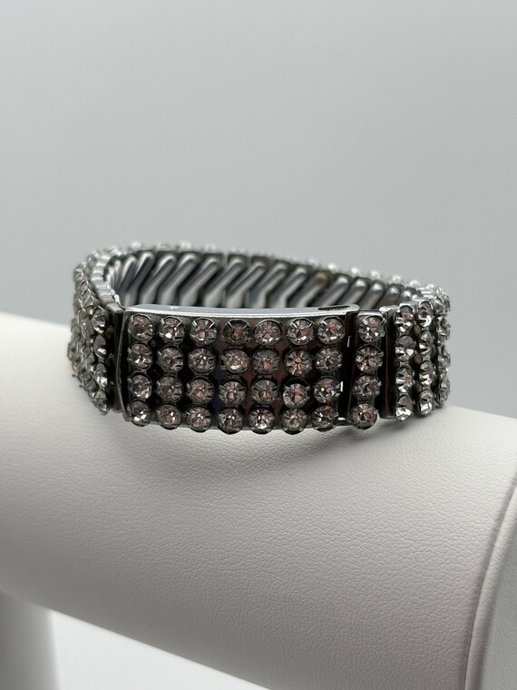 50s vintage, 4 row crystal stretch cocktail bracelet - Gem