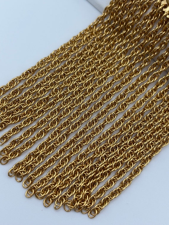 Monet, 60s vintage gold plated dangling chains brooch - Gem