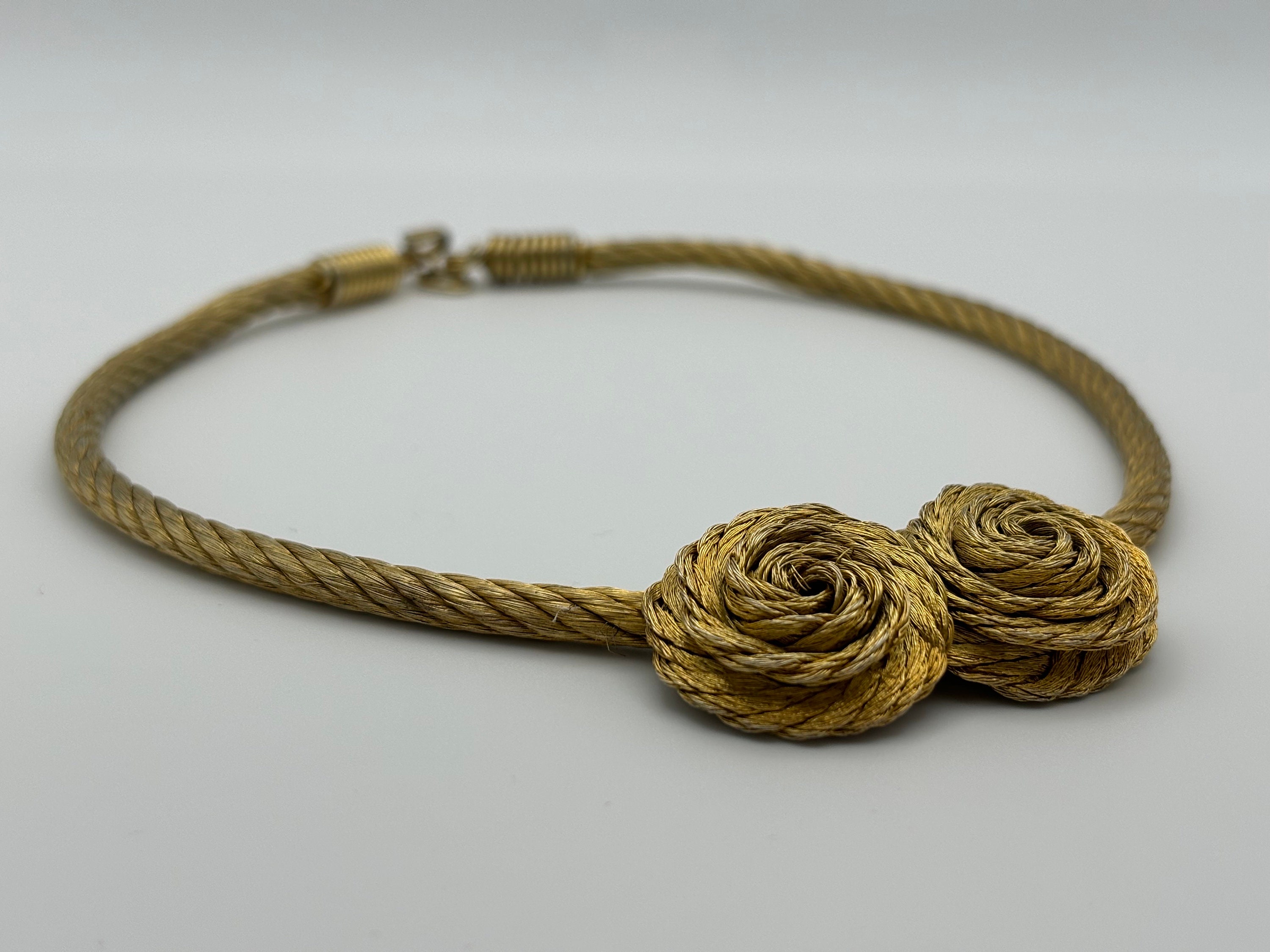 50s Vintage French Gold Wire Work Floral Necklace - Etsy
