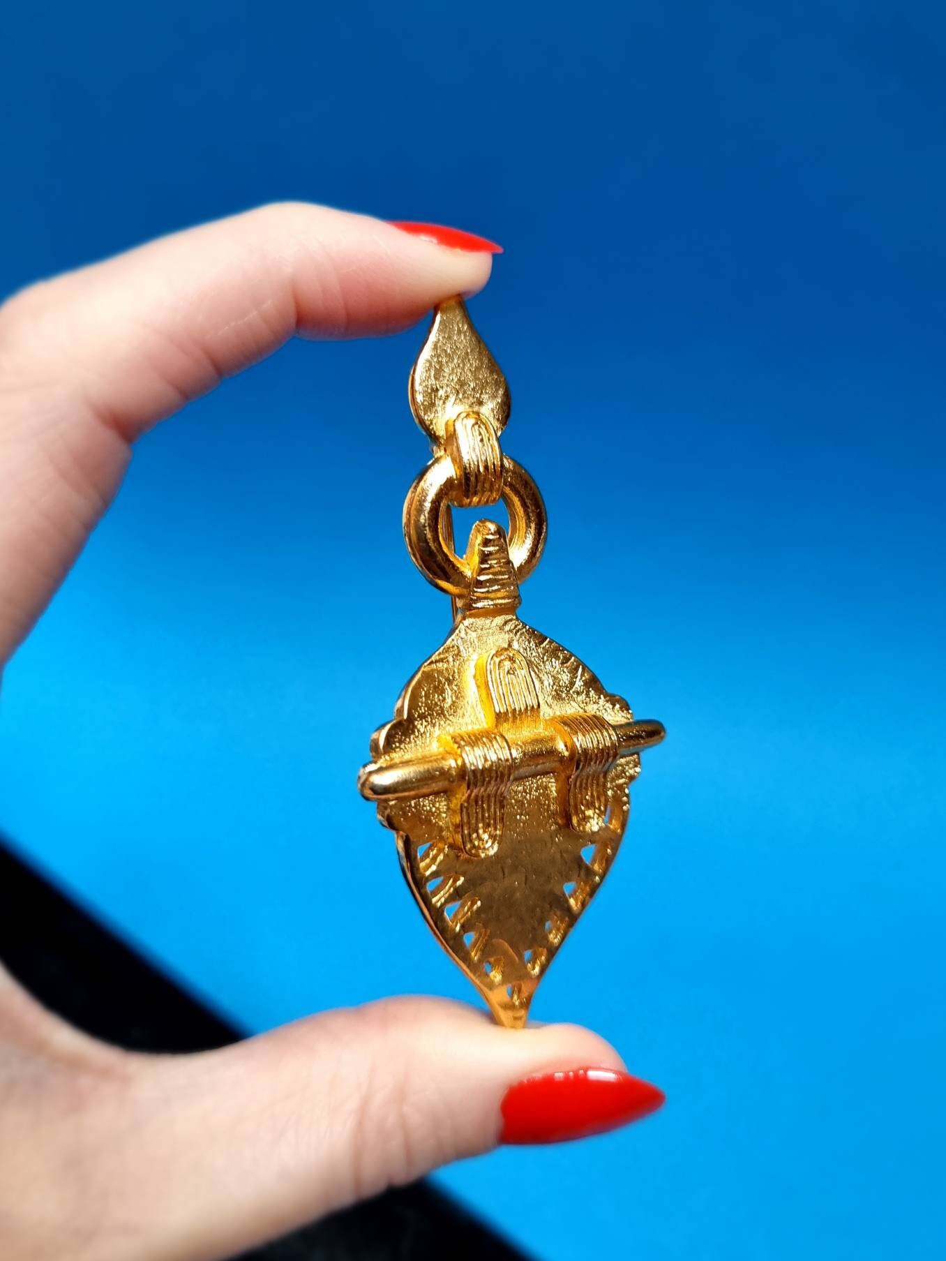 Guy Laroche 80s Vintage Gold Plated Amulet Brooch - Etsy