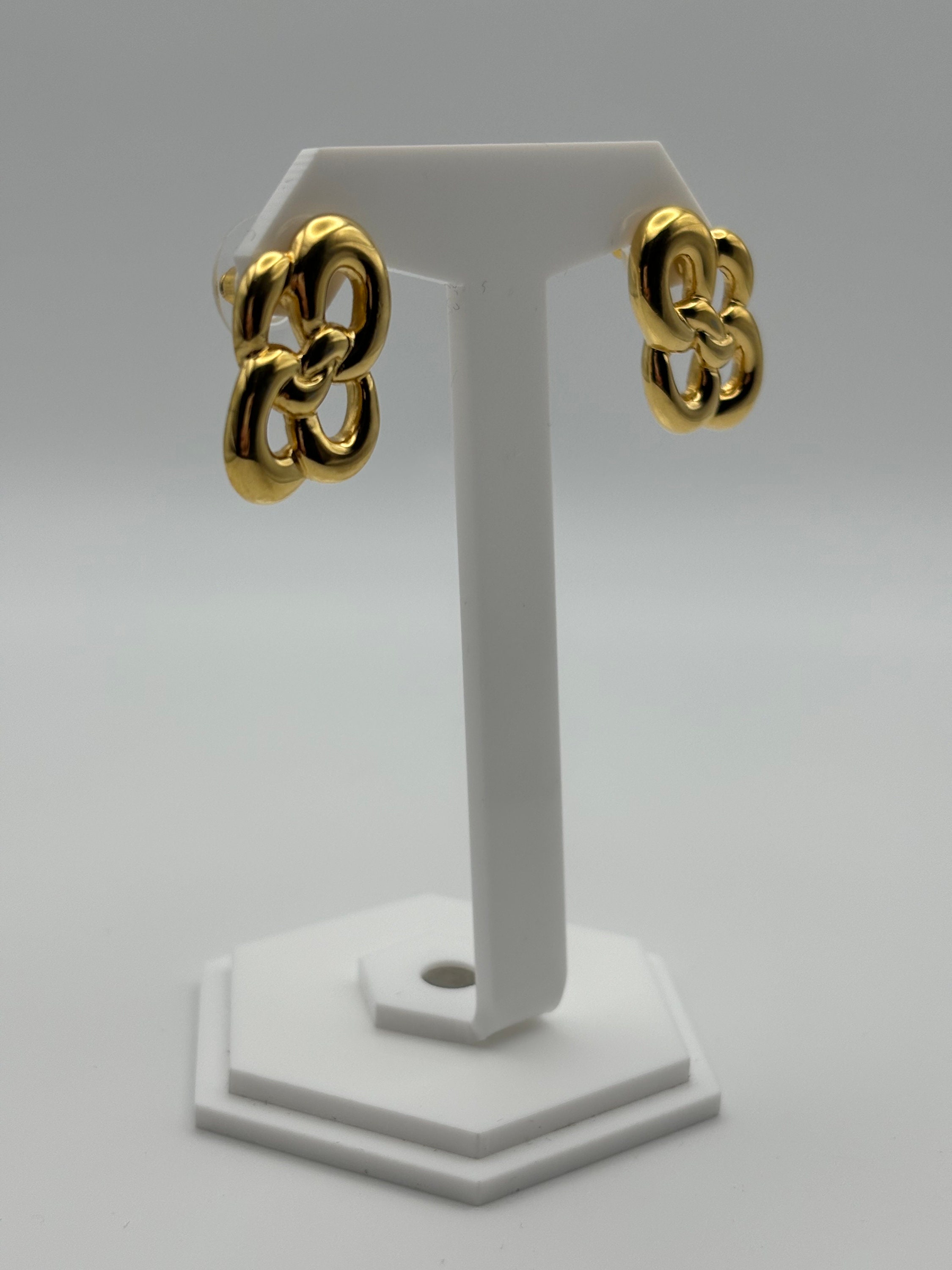 Monet, 80s Vintage Gold Plated Pierced Infinity Earrings - Etsy
