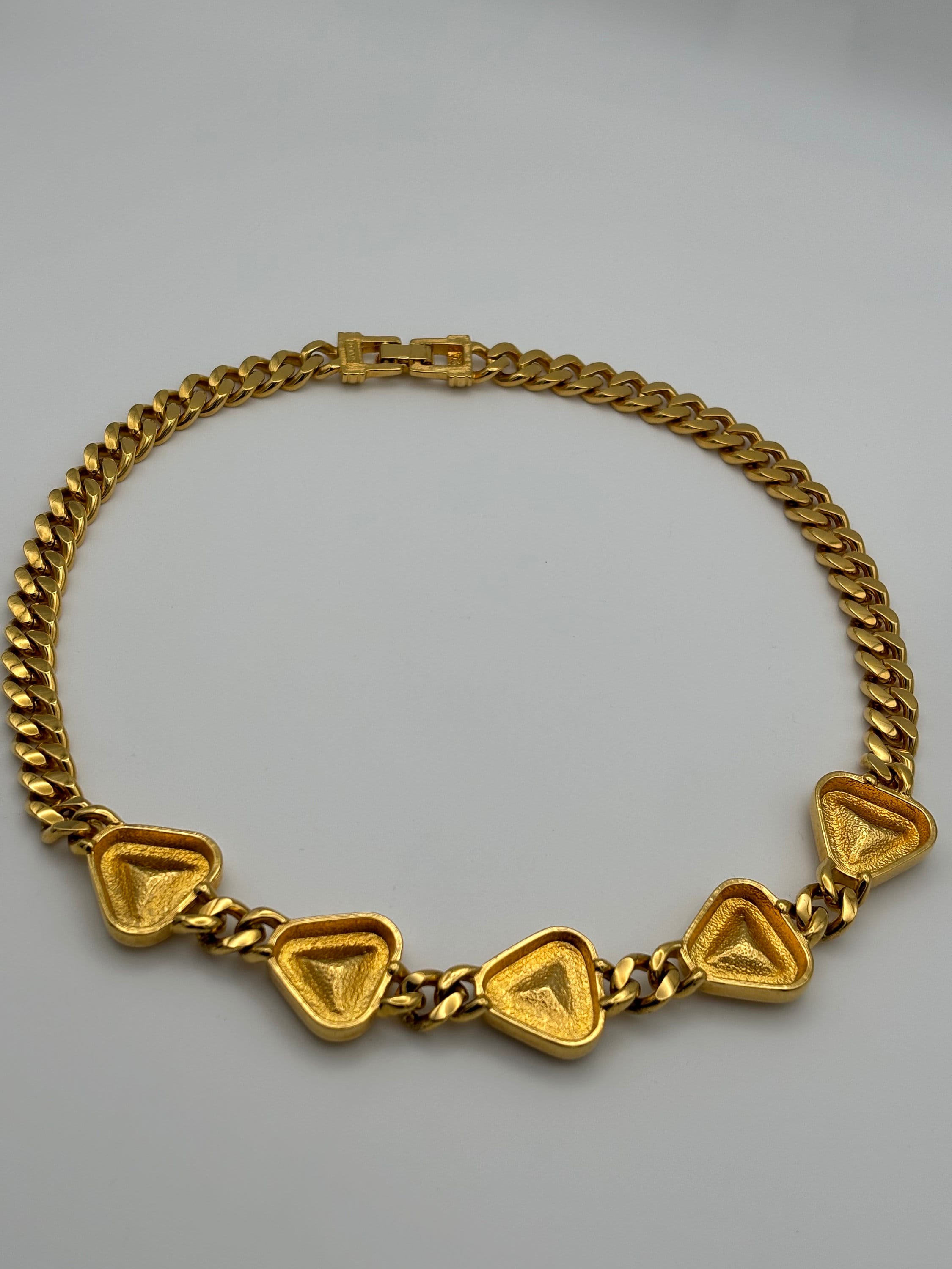 Swarovski, 80s Vintage Crystal & Gold Plated Triangle Chain Link ...