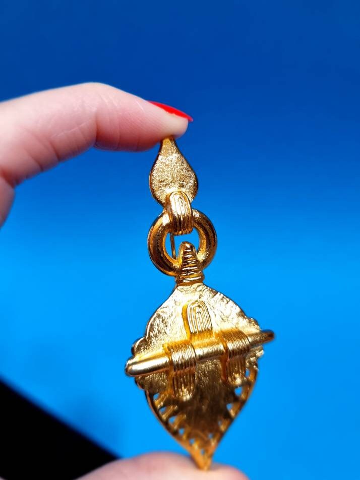 Guy Laroche 80s Vintage Gold Plated Amulet Brooch - Etsy