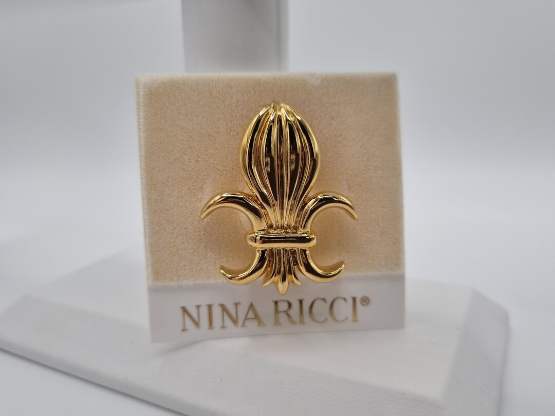 80s New Vintage Nina Ricci Gold Plated Fleur-de-lis Brooch - Etsy