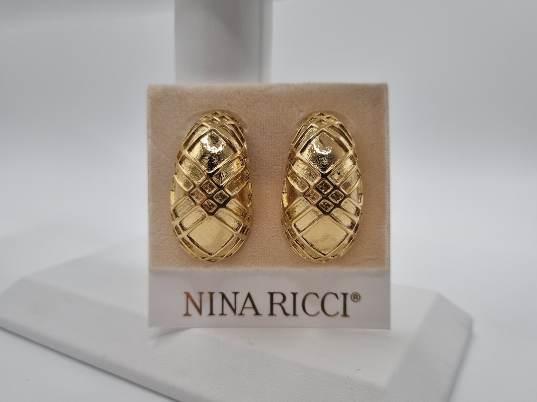 80s New Vintage Nina Ricci Gold Half Hoop Clip on Earrings - Etsy