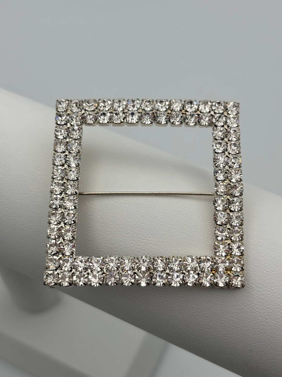 70s Vintage Clear Crystal Square Frame Brooch - Etsy