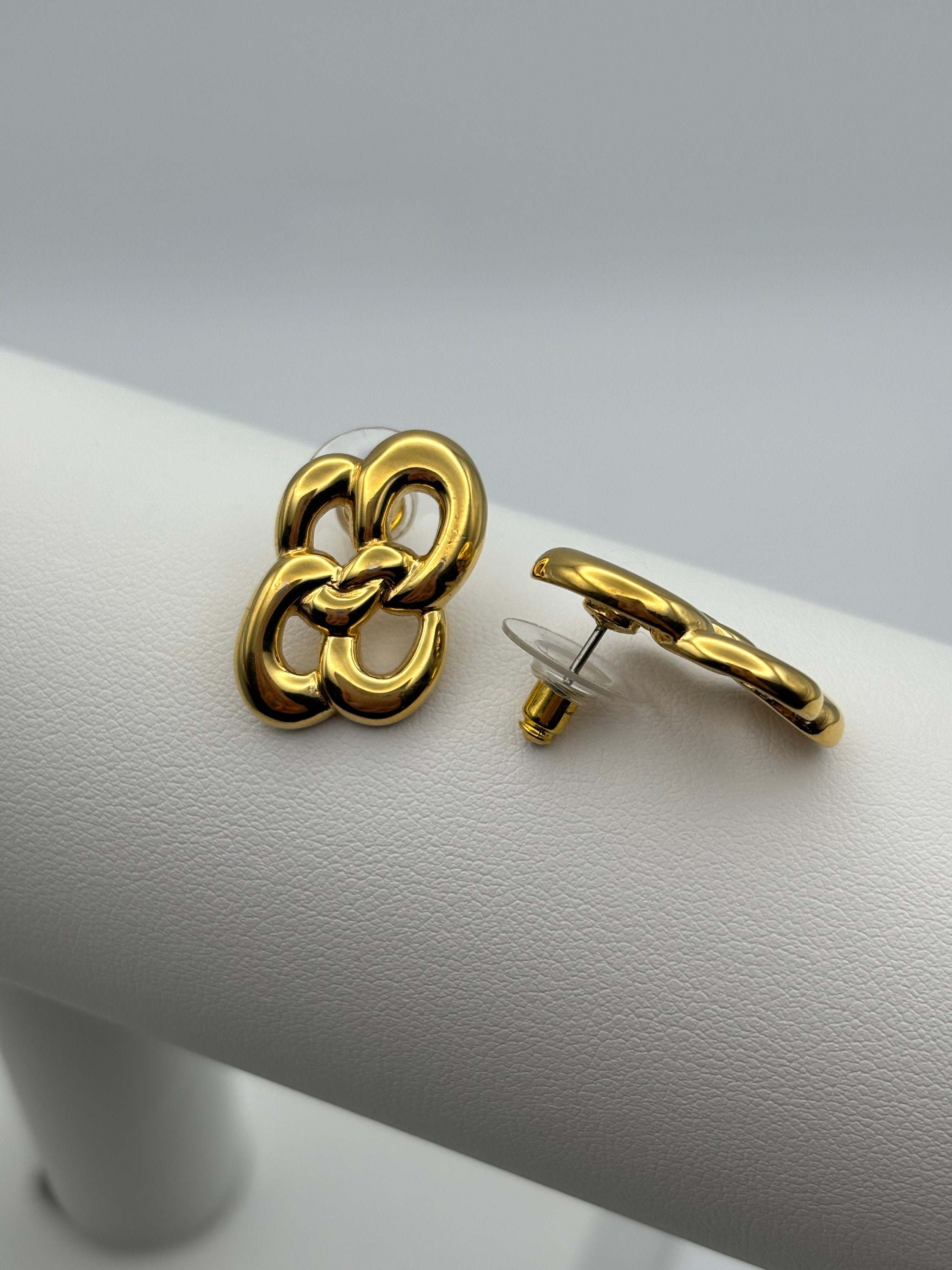 Monet, 80s Vintage Gold Plated Pierced Infinity Earrings - Etsy