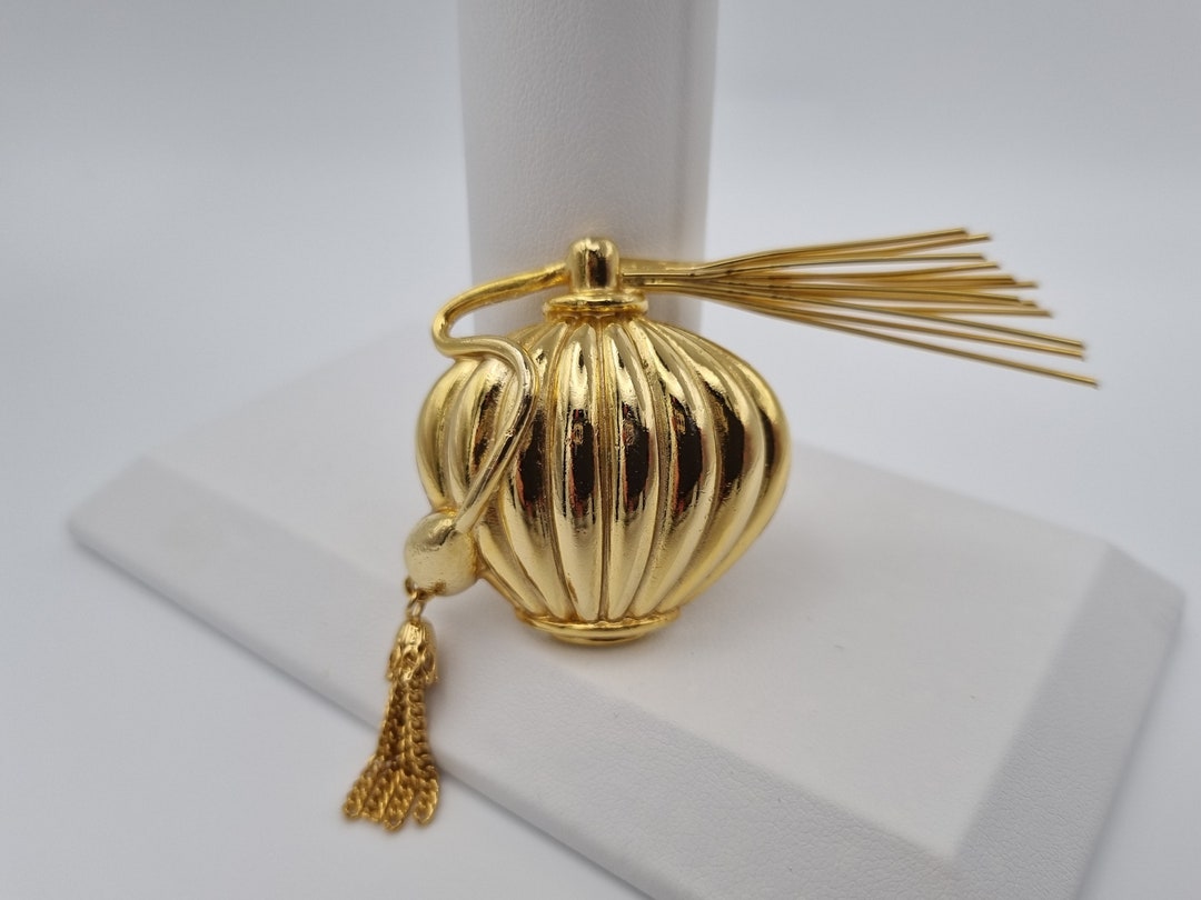 80s Vintage Gold Perfume Bottle Brooch - Etsy