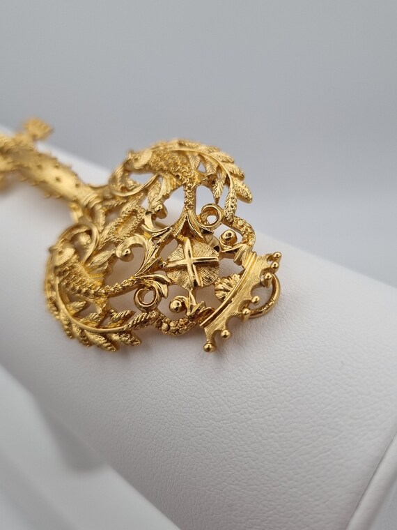 Monet, 60s vintage gold plated key brooch / pendant - Gem