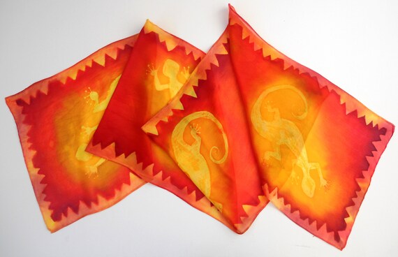 Handpainted silk scarf with vibrant colours in shades of | Etsy